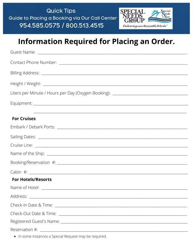 Quick Tips - A Guide to Placing a Booking via Our Call Center - Special ...