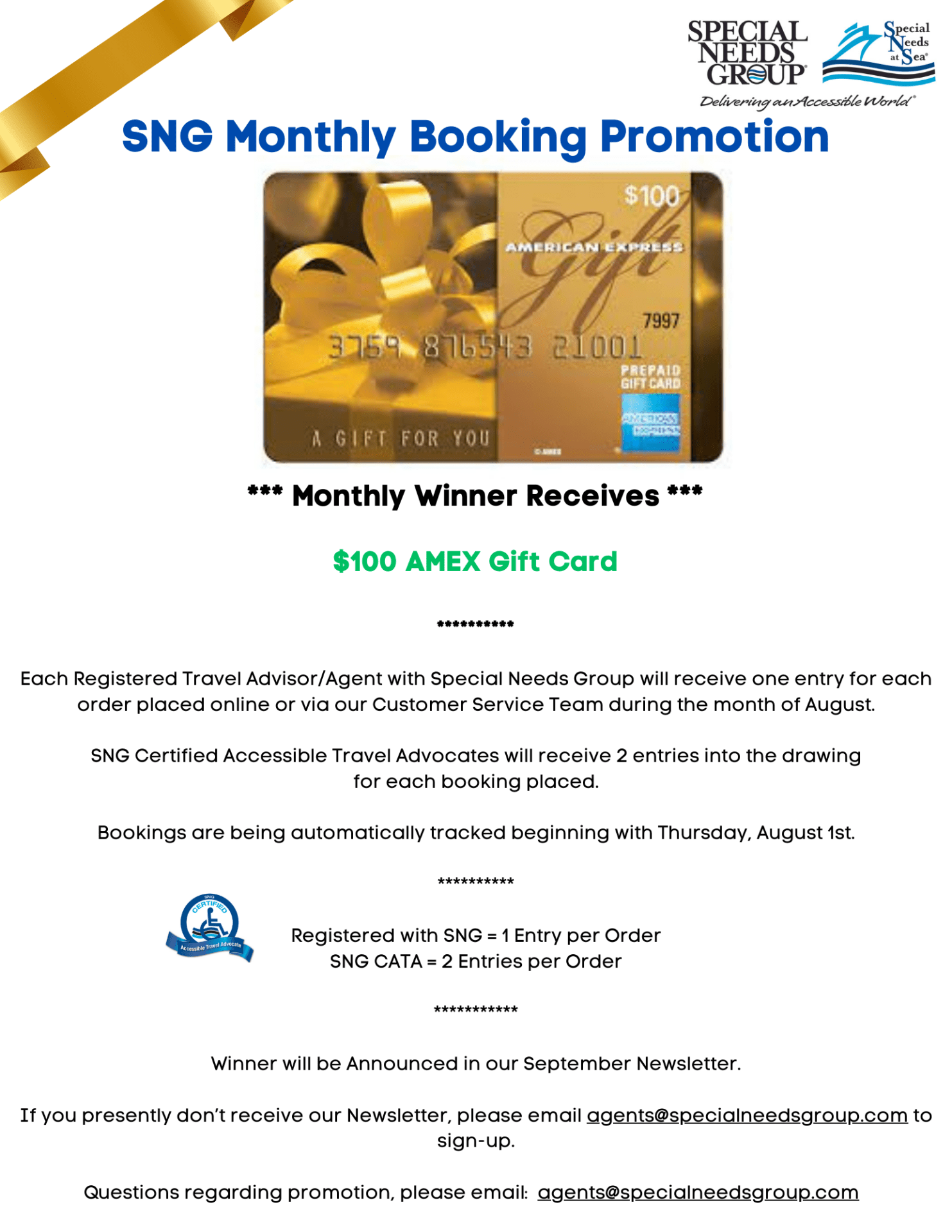 FINAL MONTH.....SNG Monthly Booking Promotion - Special Needs Group