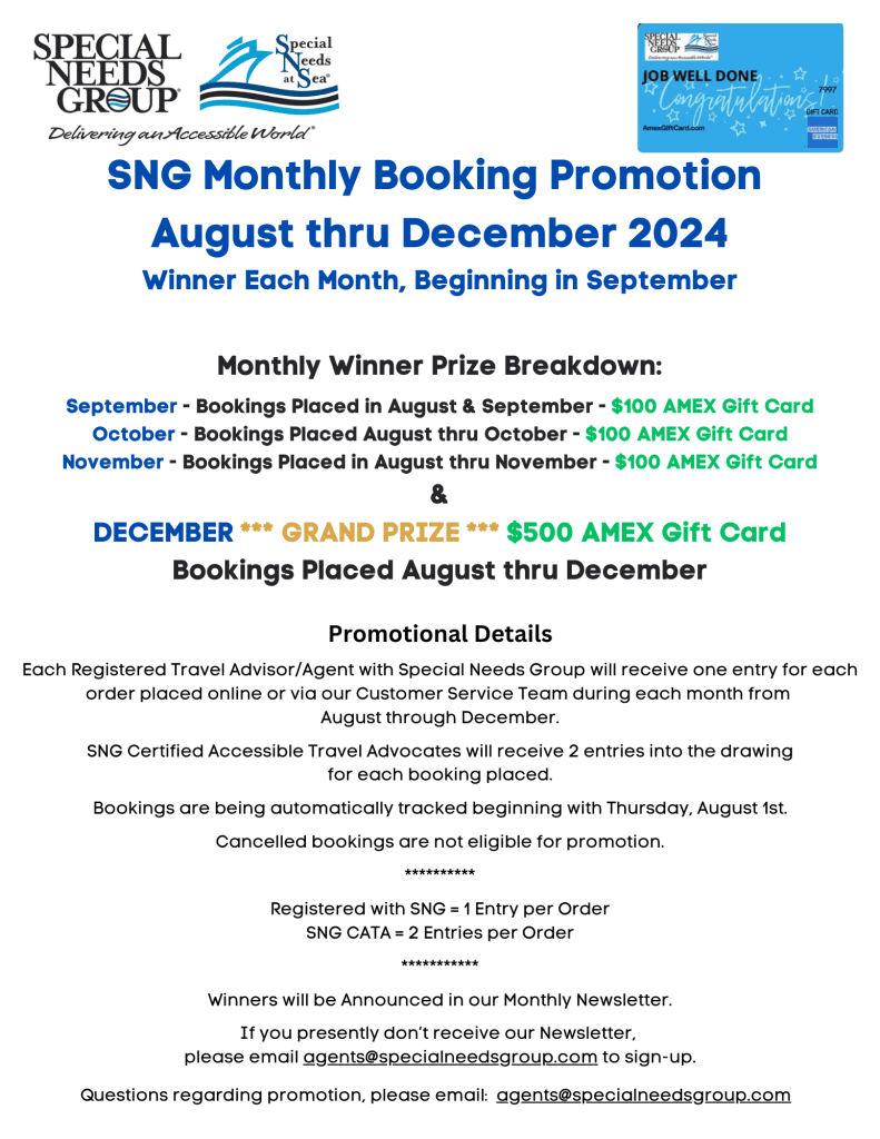 FINAL MONTH.....SNG Monthly Booking Promotion - Special Needs Group